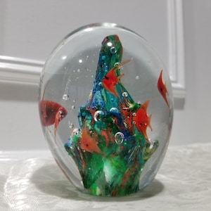 Art Glass Paperweight With Unique Inserts - Art in Glass - Collectible ...