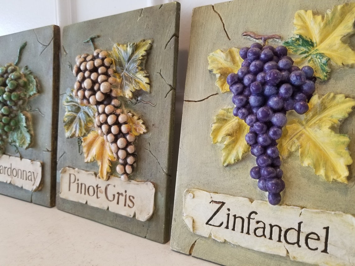 Vintage Vineyard 3D Ceramic Wall Tile - Wall Plaque With Grapes ...