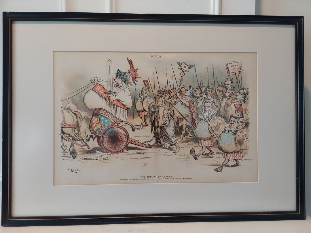 1889 Puck Lithography Reproduction After "the Triumph of Boodle ...