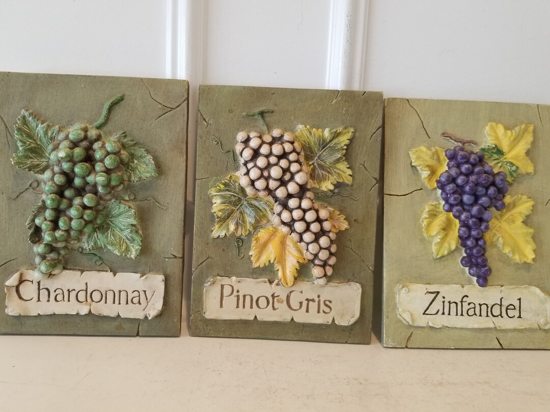 Vintage Vineyard 3D Ceramic Wall Tile - Wall Plaque With Grapes ...