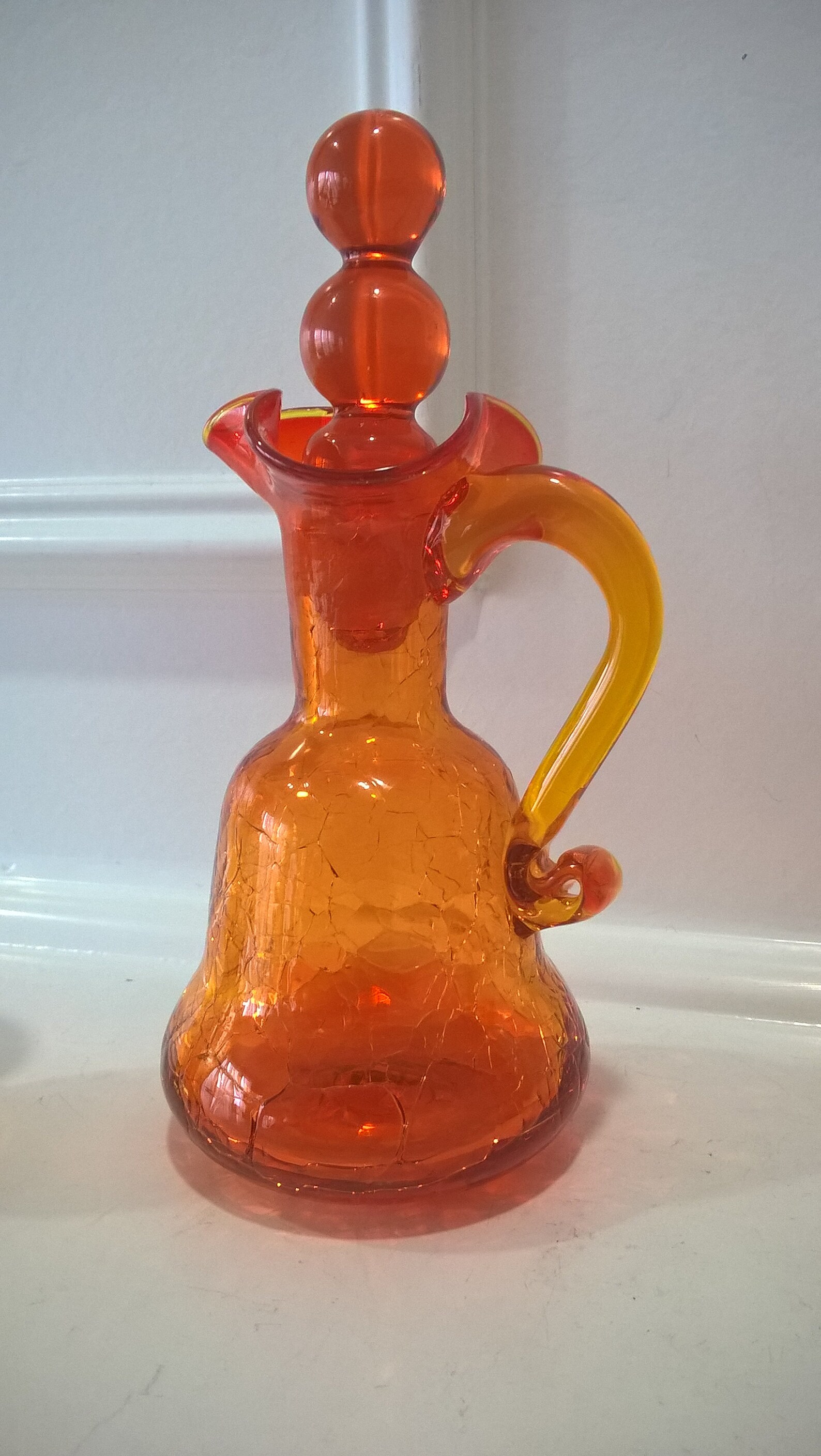 Viking Hand Made Crinkle Glass Decanter With Knob - Set of 3 - Etsy
