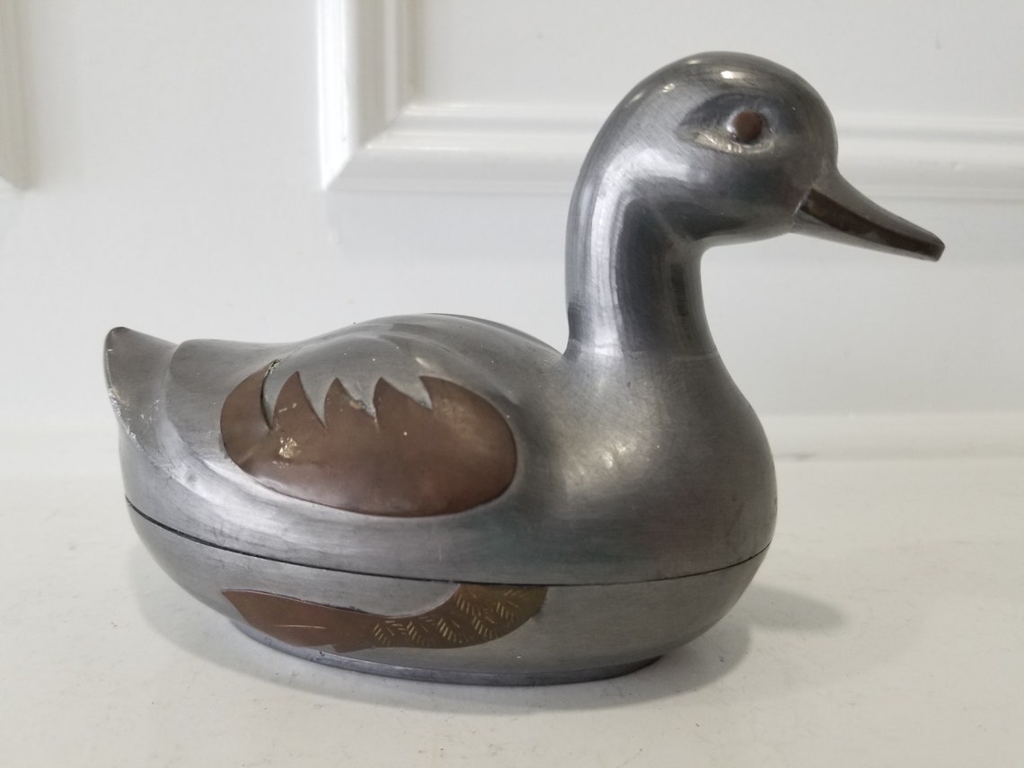 Mid-century Metallic Duck Box Metallic Duck Shape Box With | Etsy