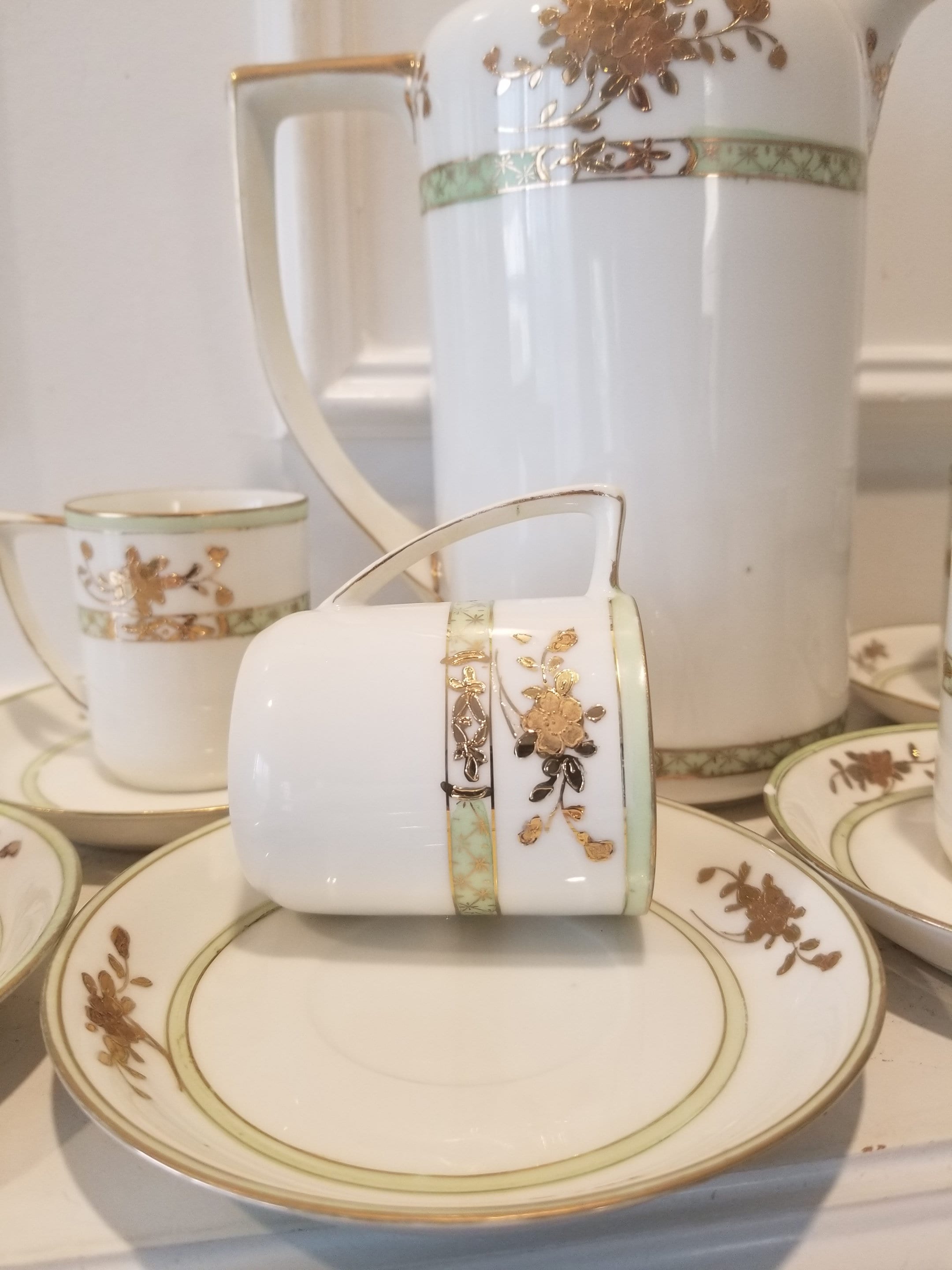 Antique Hand Painted Nippon Tea Set teapot-cups-saucers Made | Etsy