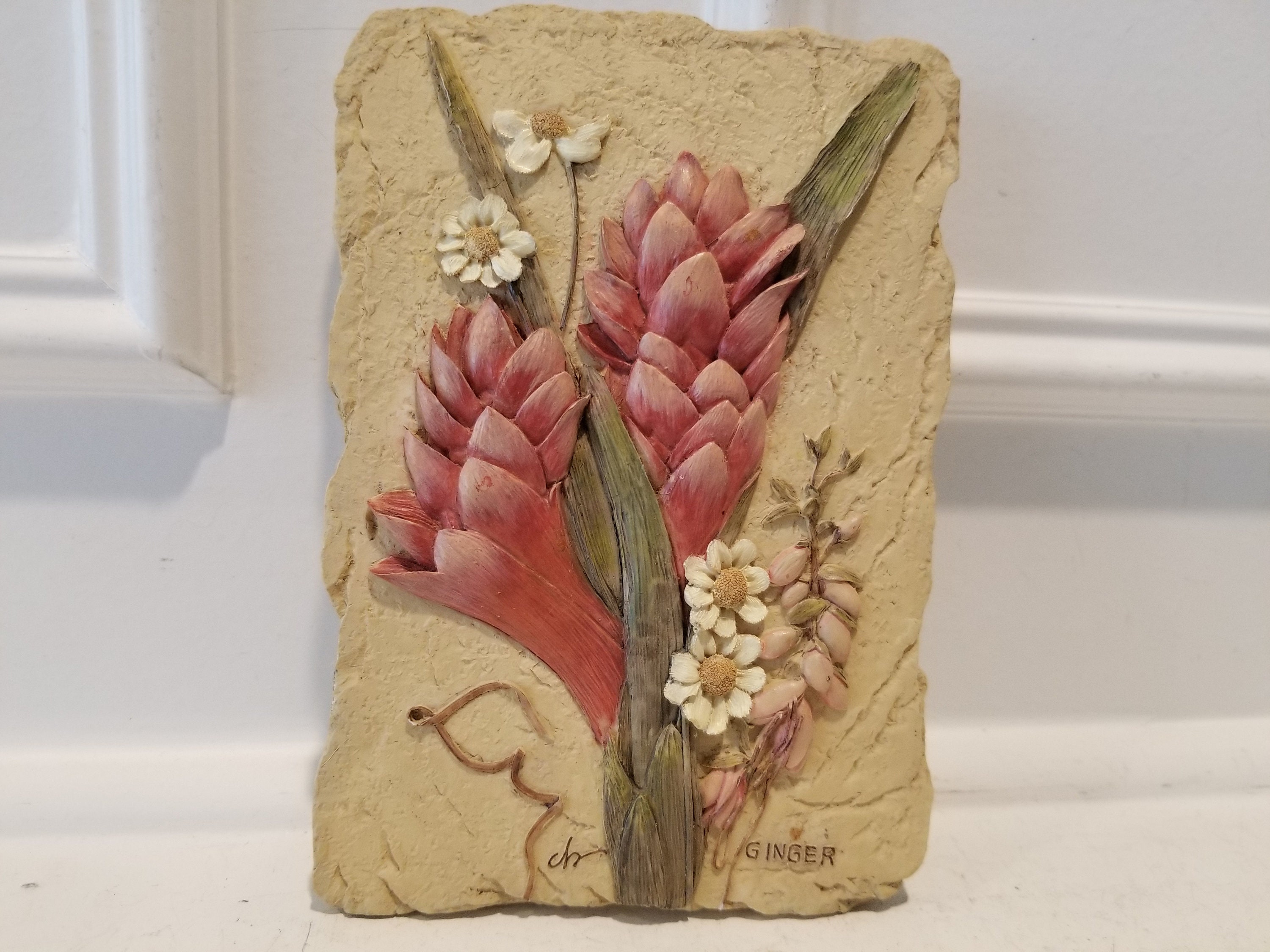 Ginger Ceramic Tile - Hand Painted Decorative Tile - Flowers Ceramic ...