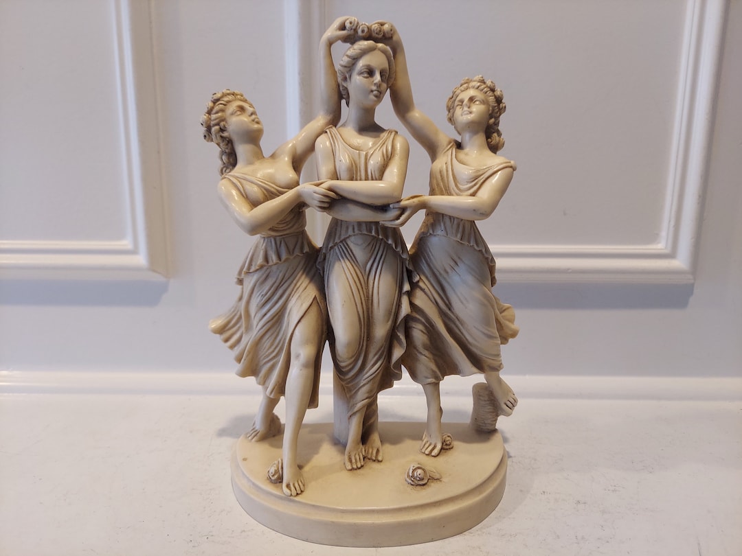 The Graces Dance Ivory Stone Statue 9 1/4 Inches High - Sculpture ...
