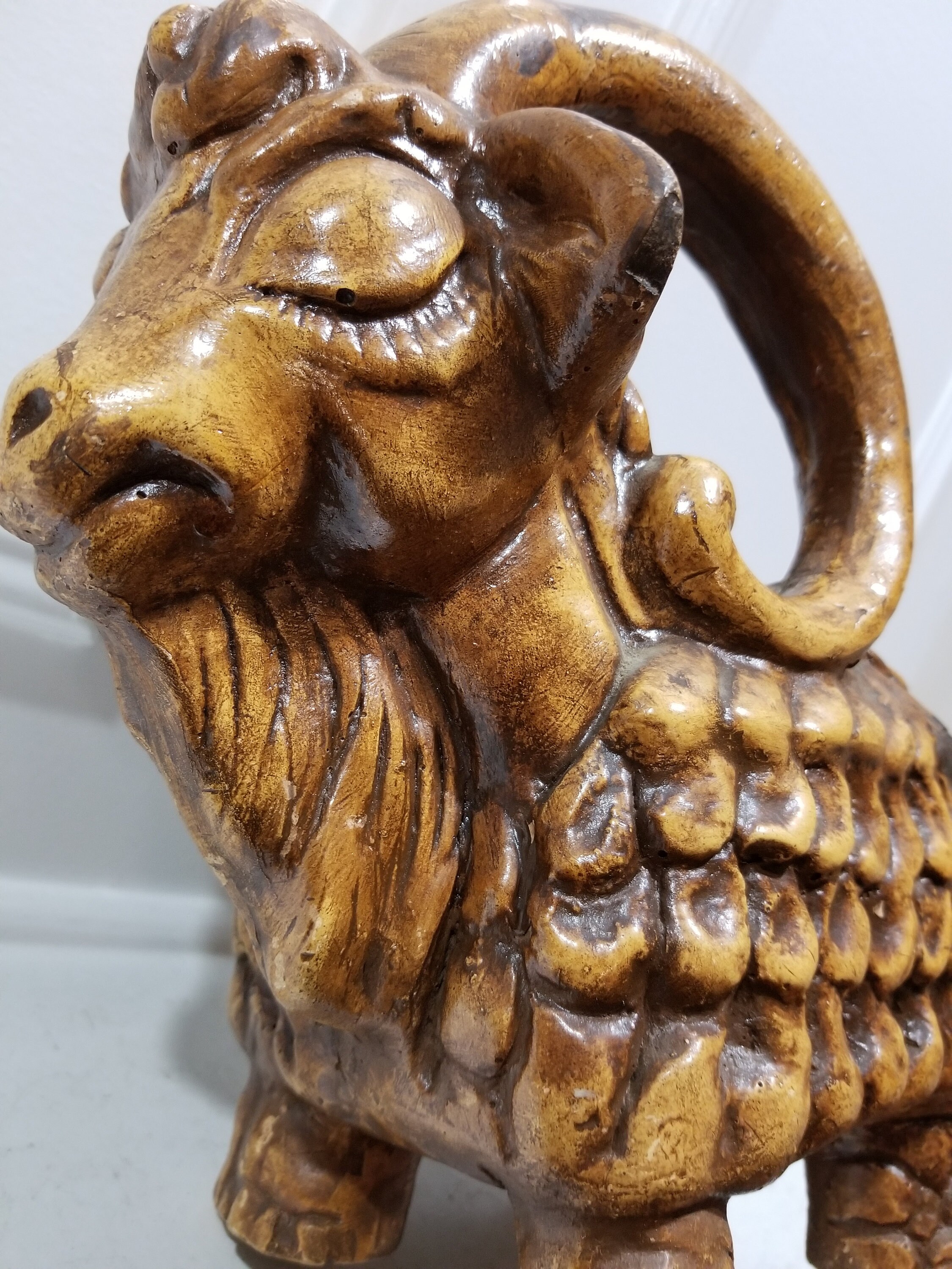 Mid-century Ram Sculpture Ceramic Ram Statue 10 Tall - Etsy