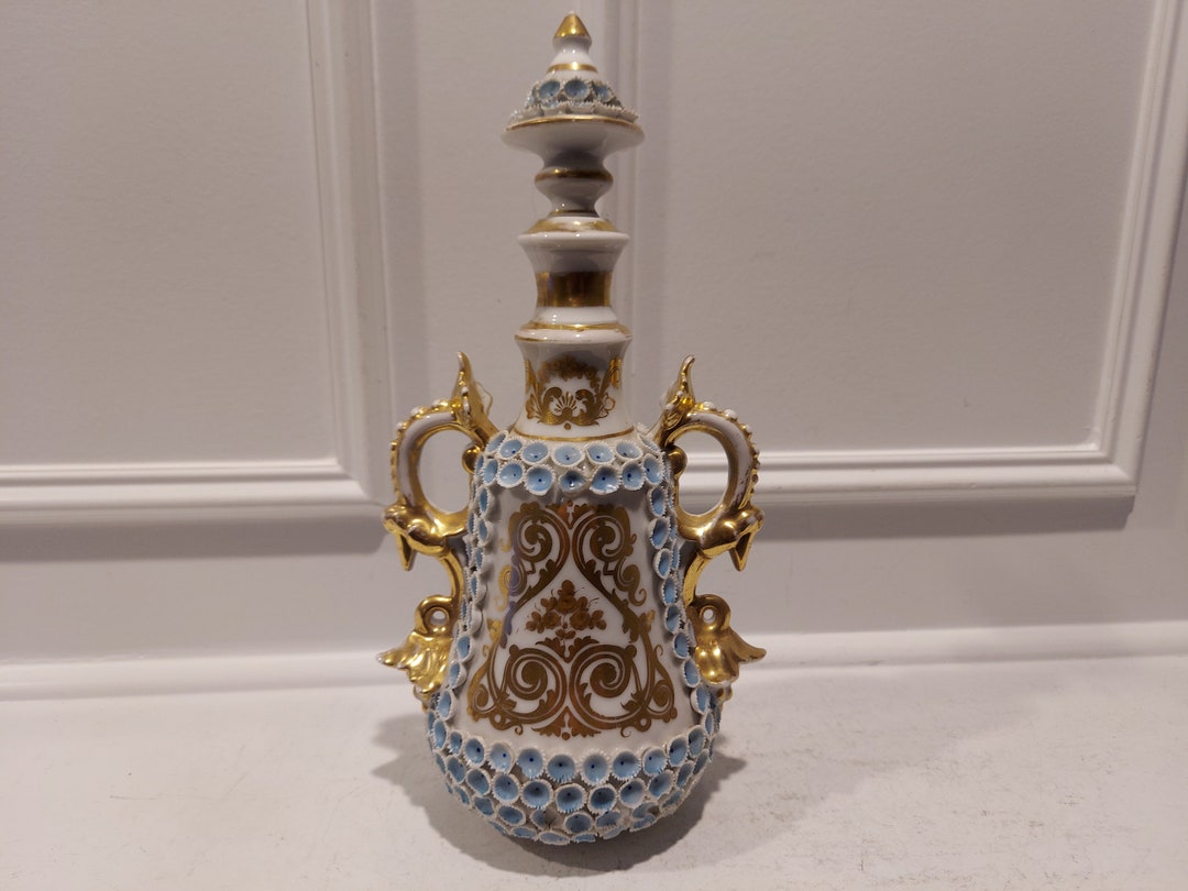 Victorian Porcelain Decanter With Stopper - Gilded Porcelain - High ...