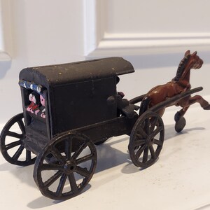 Antique Cast Iron Amish Stagecoach - Hand Painted Cast Iron Amish ...