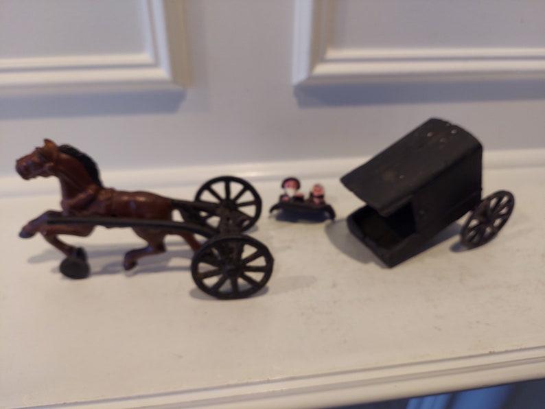 Antique Cast Iron Amish Stagecoach - Hand Painted Cast Iron Amish ...