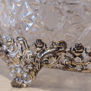Crystal Box With Silver Metallic Decorations - Victorian Crystal Box ...