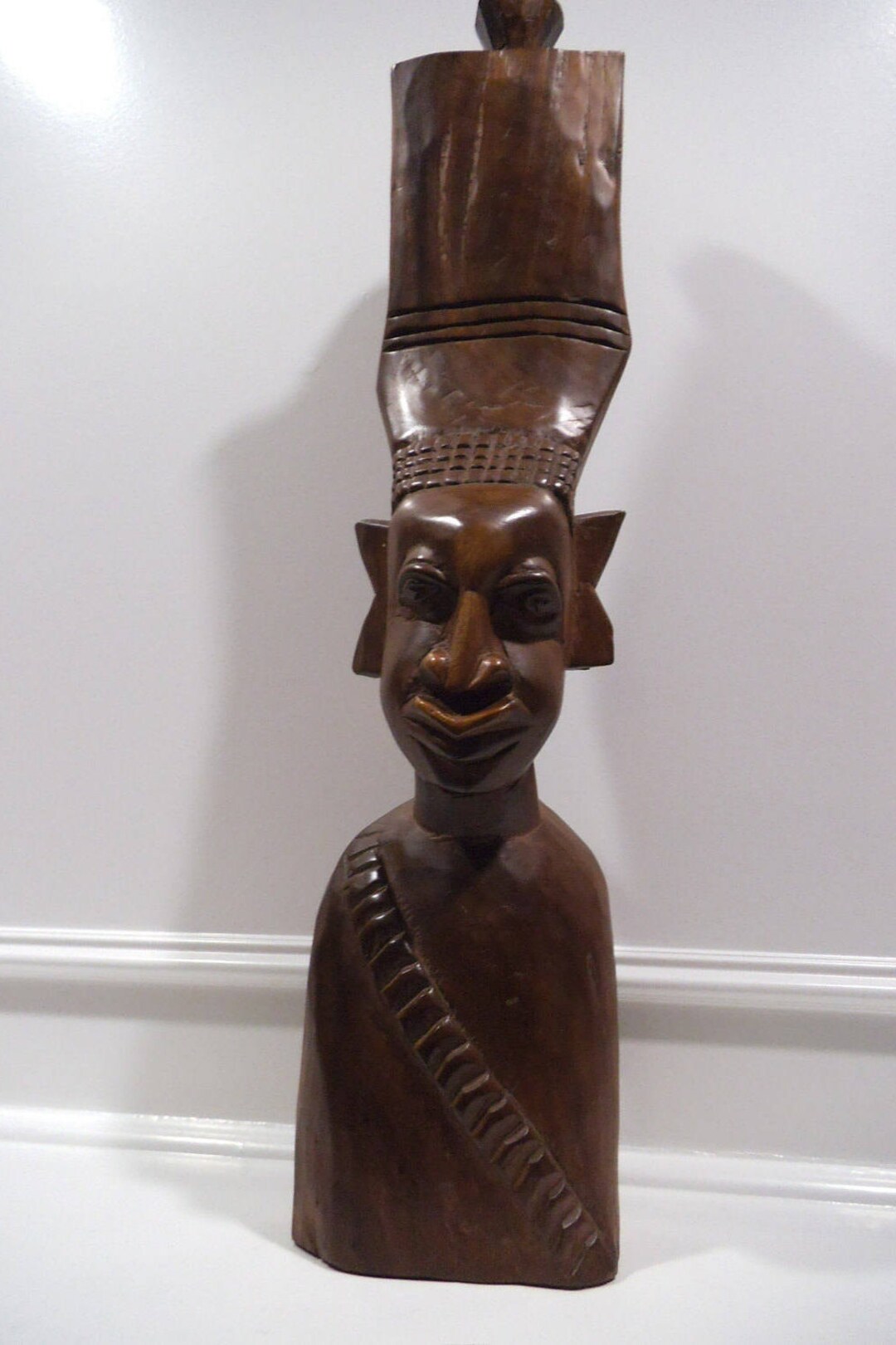 African Head Bust Wood Carving Sculpture - Etsy