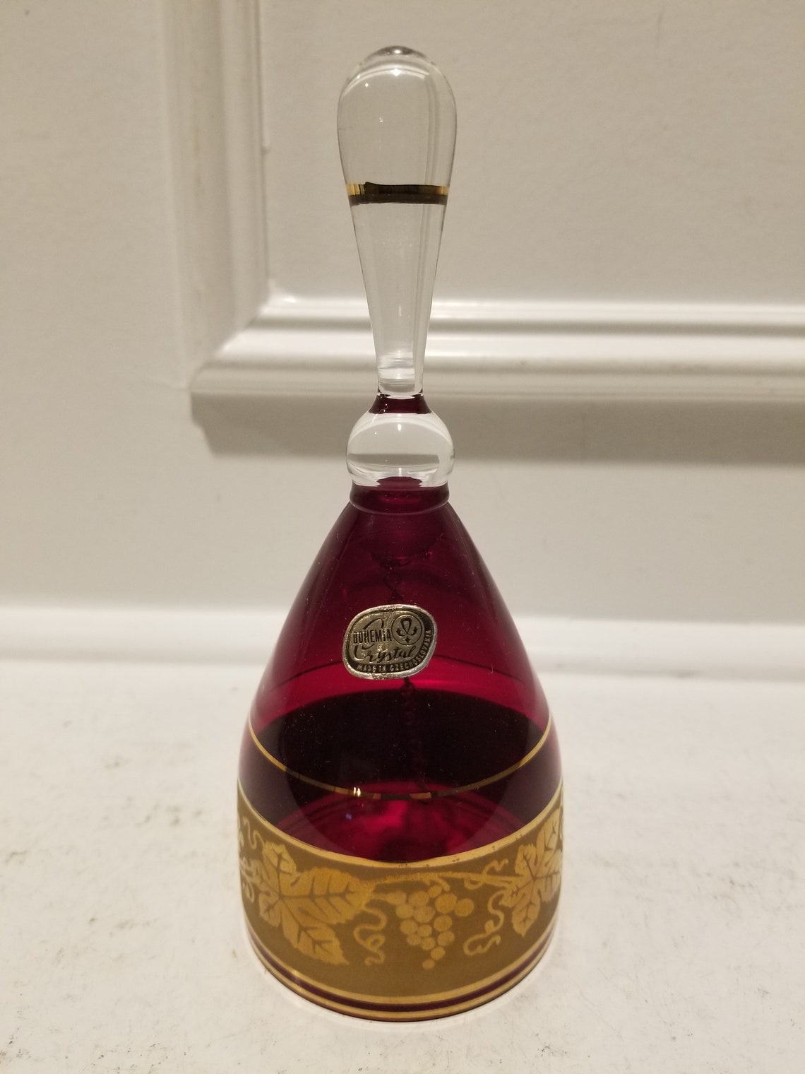 Bohemian Glass Bell - Genuine Hand Decorated - Gold and Enameled Decor ...