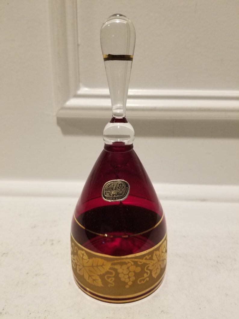 Bohemian Glass Bell - Genuine Hand Decorated - Gold and Enameled Decor ...