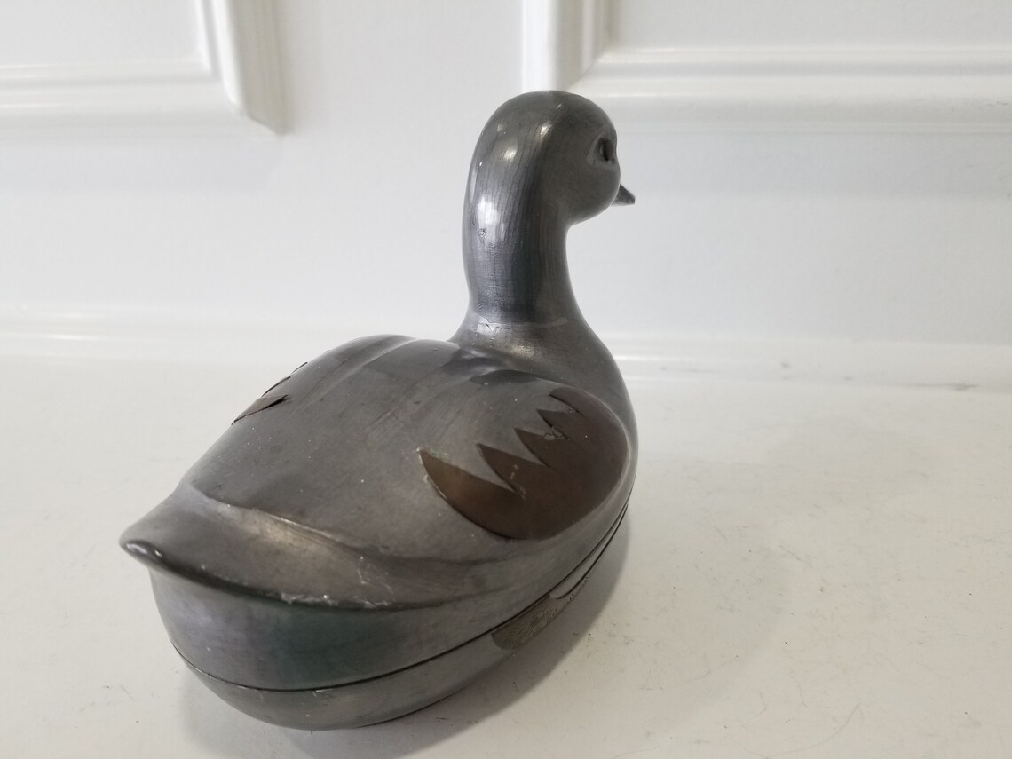 Mid-century Metallic Duck Box - Metallic Duck Shape Box With Lid - Etsy