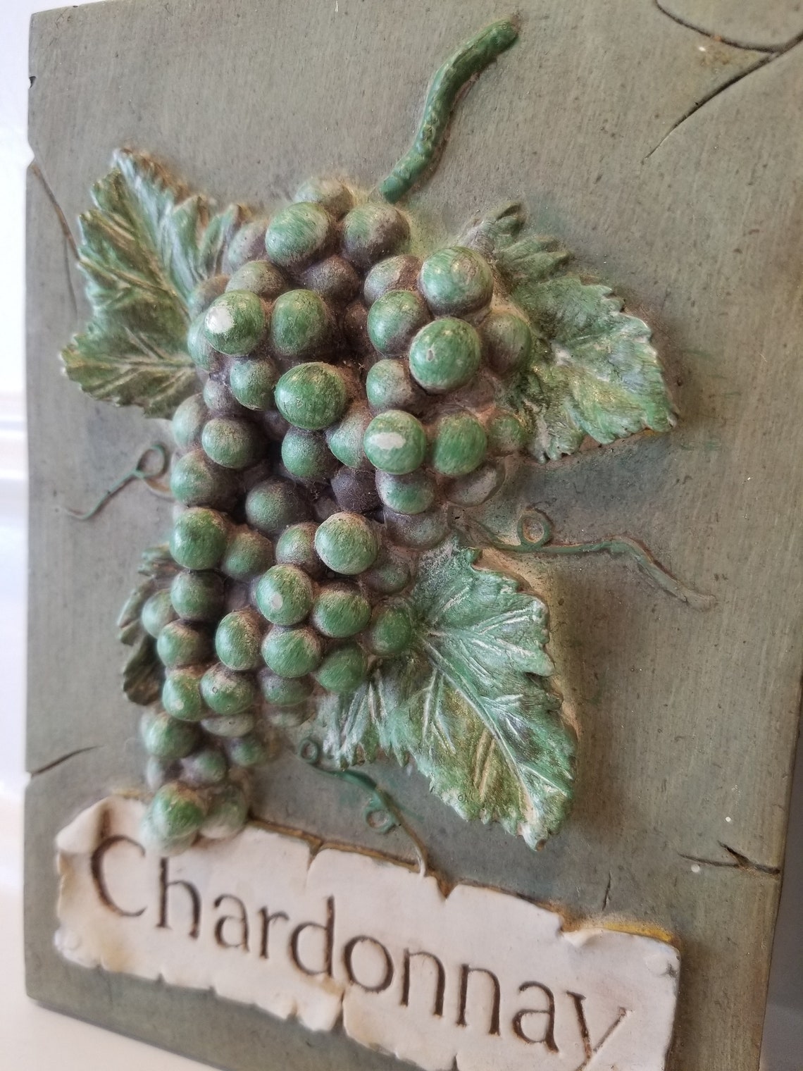Vintage Vineyard 3D Ceramic Wall Tile - Wall Plaque With Grapes ...