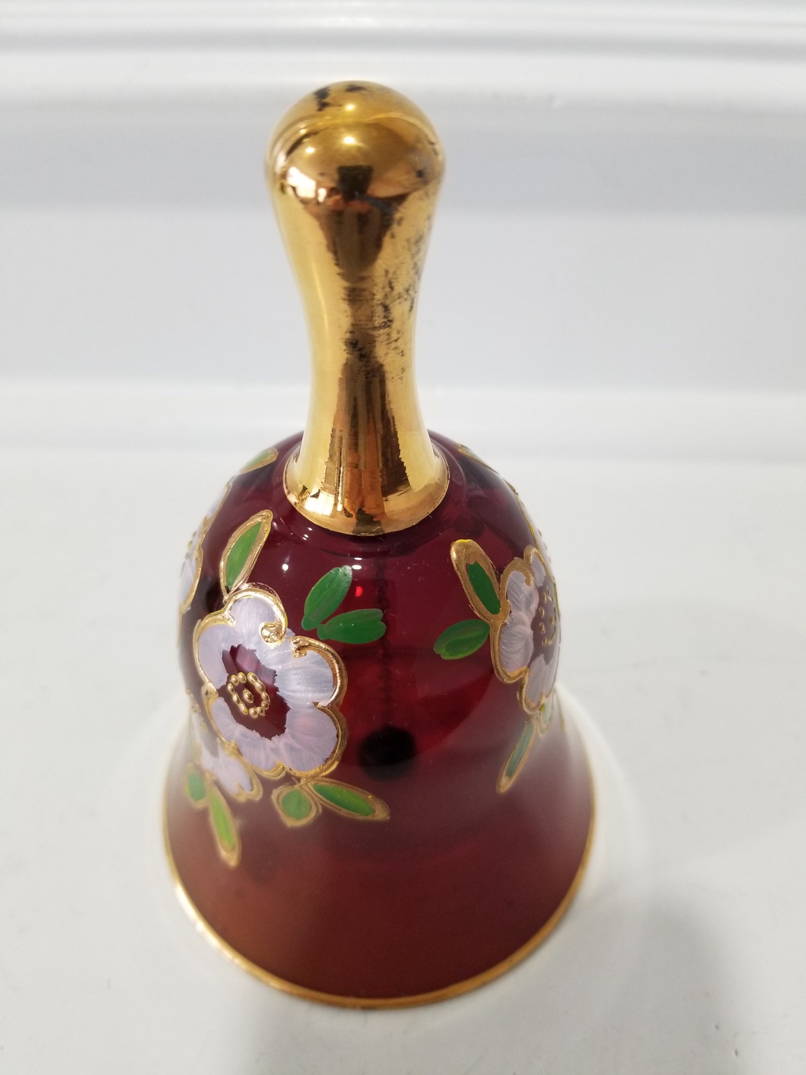 Amber Glass Bell - Genuine Hand Decorated - Gold and Enameled Decor ...