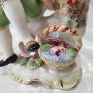 European Porcelain Boy With the Basket - Hand Painted Figurine With ...