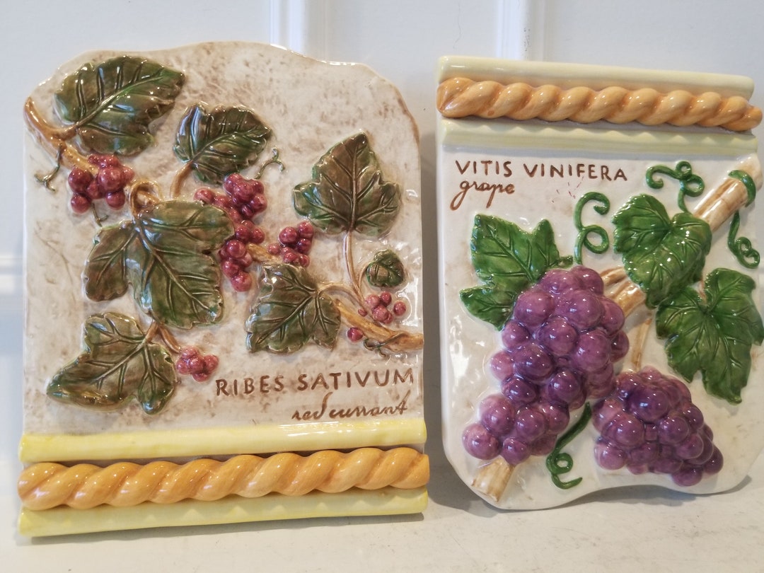 Grape and Ribes Winery Ceramic Tile - Restaurant 3D Wall Decor Plaque ...