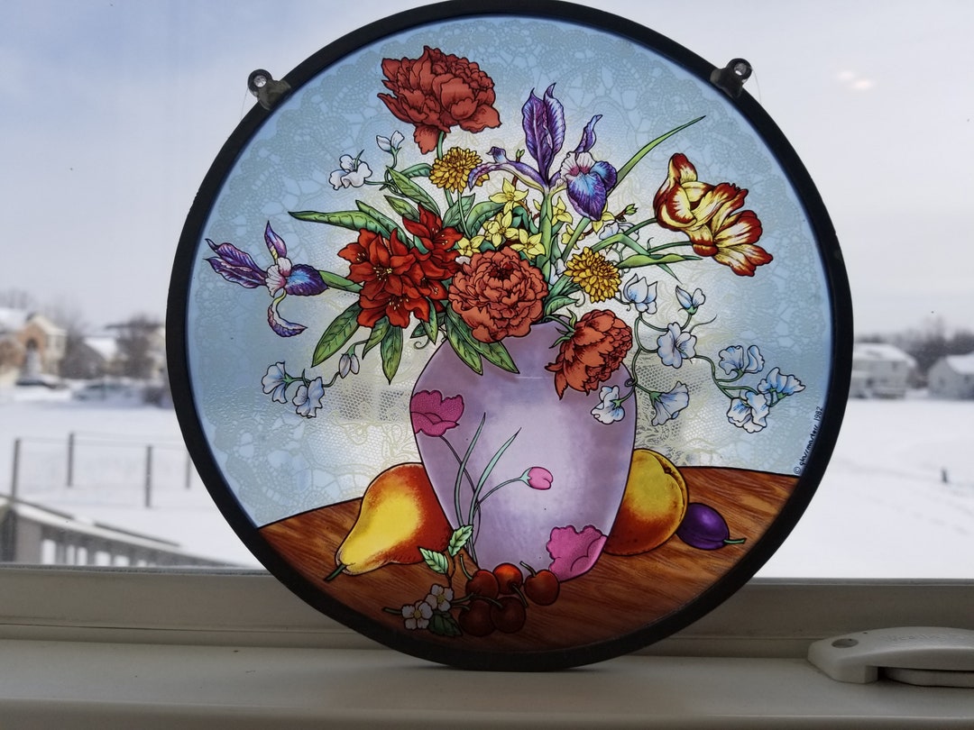 Flowers Stained Glass Suncatcher - Glassmasters 1982 Stained Glass - Etsy