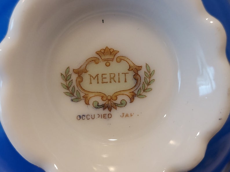 Merit - Hand Painted Teacup and Saucer - Design With Gold Accents ...