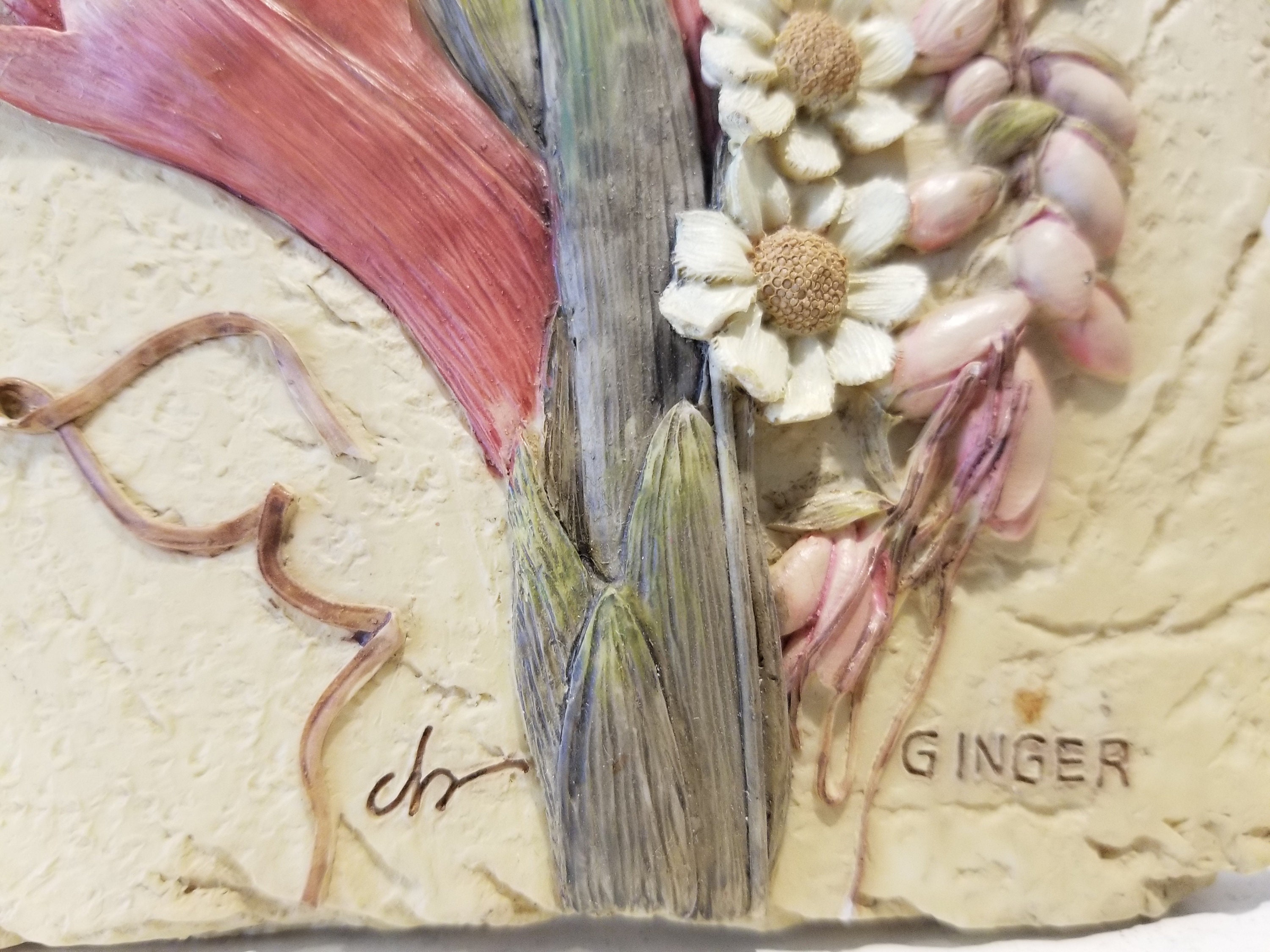 Ginger Ceramic Tile - Hand Painted Decorative Tile - Flowers Ceramic ...