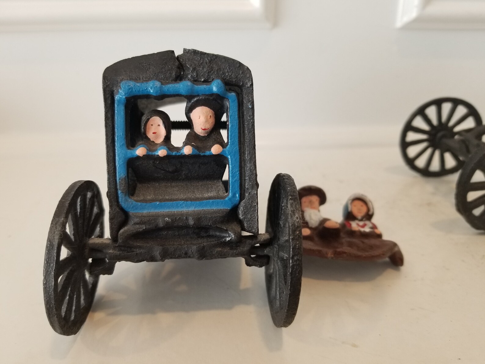 Antique Cast Iron Amish Stagecoach - Hand Painted Cast Iron Amish ...