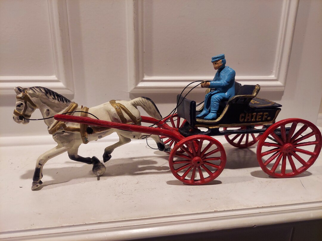 Cast Iron Horse Drawn Chef Cart Wagon - Old Cast Iron Toy - Etsy