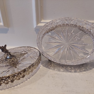 Crystal Box With Silver Metallic Decorations - Victorian Crystal Box ...