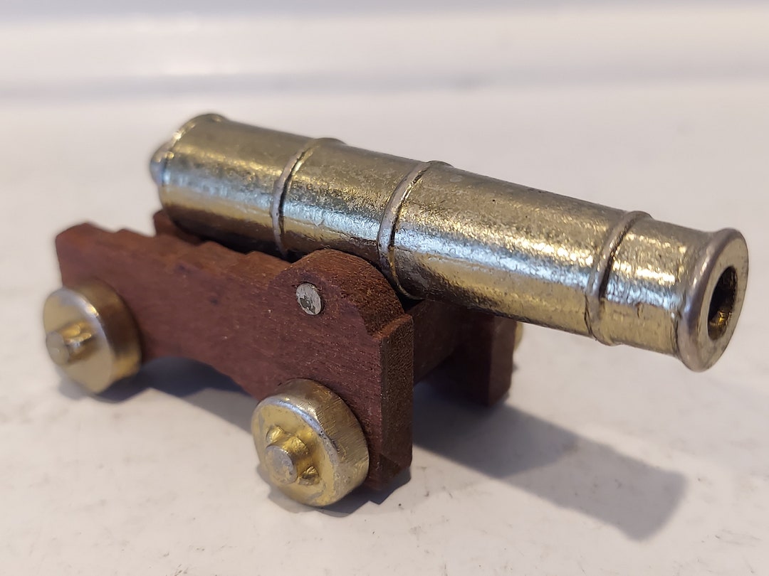 Cast Iron Cannon With Wood Base - Moving Wheels - Adjustable Mini ...