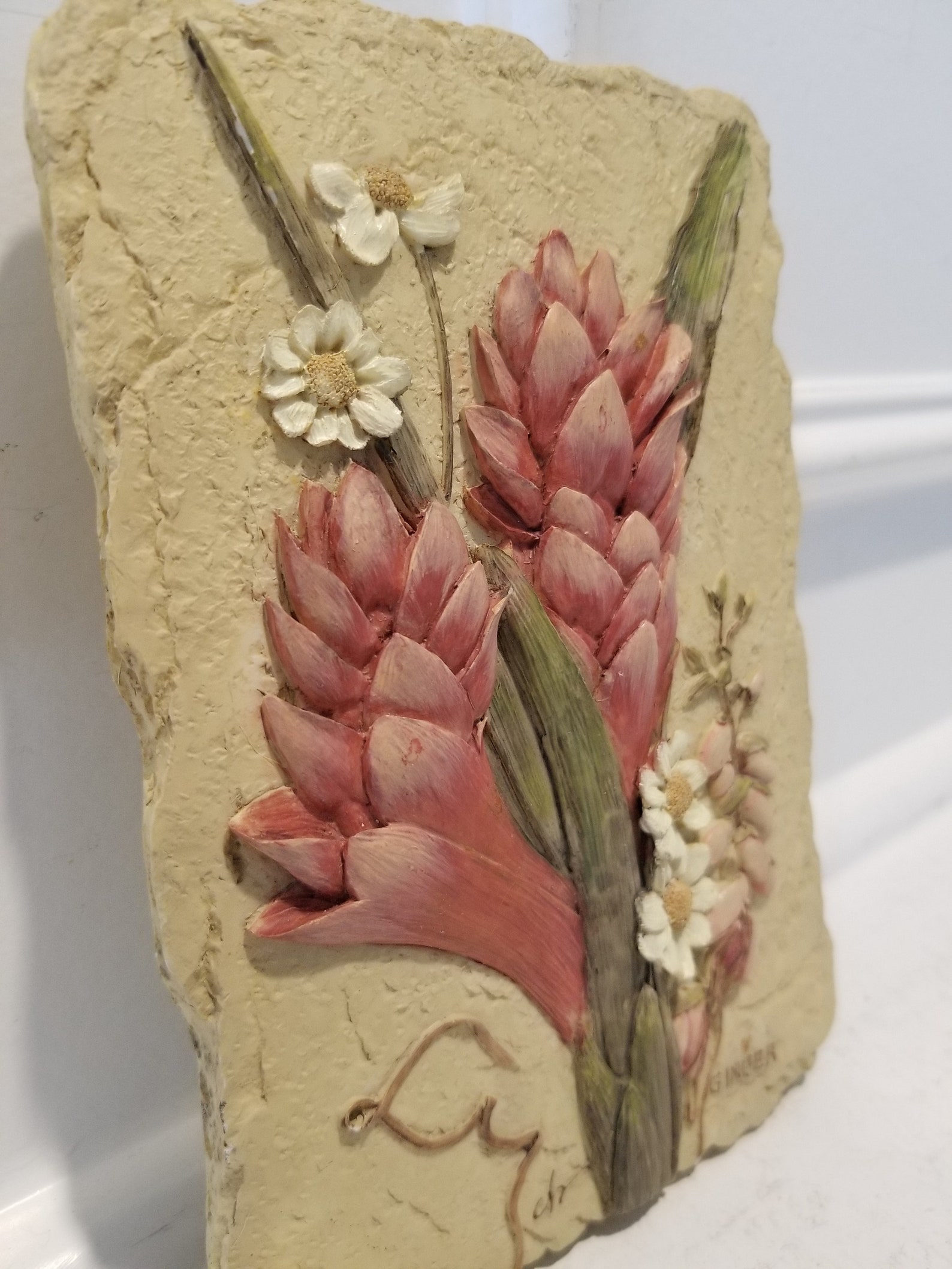Ginger Ceramic Tile - Hand Painted Decorative Tile - Flowers Ceramic ...