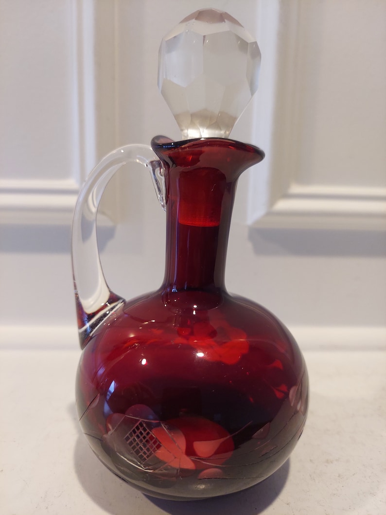 Vintage Moser Ruby Crystal Decanter With Knob - Etsy