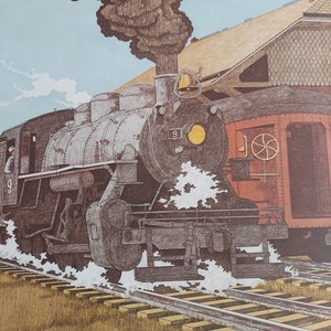 General Offices Freight Station and Train - Large Beautiful Lithography ...