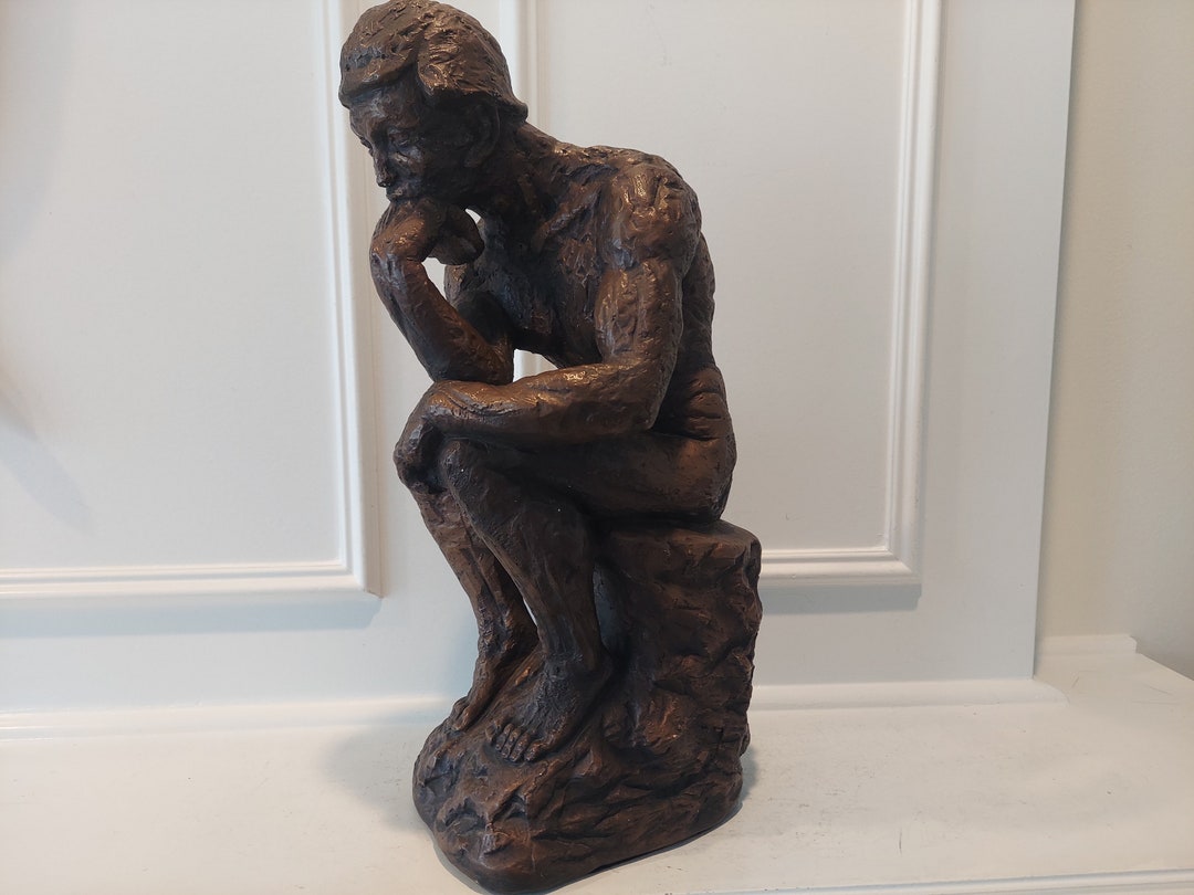 The Thinker by Rodin Inspired Sculpture - Signed by M. Lucchesi - Made ...