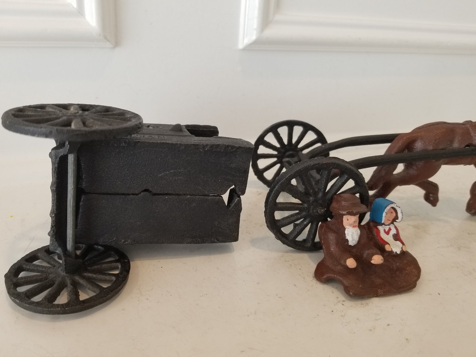 Antique Cast Iron Amish Stagecoach - Hand Painted Cast Iron Amish ...