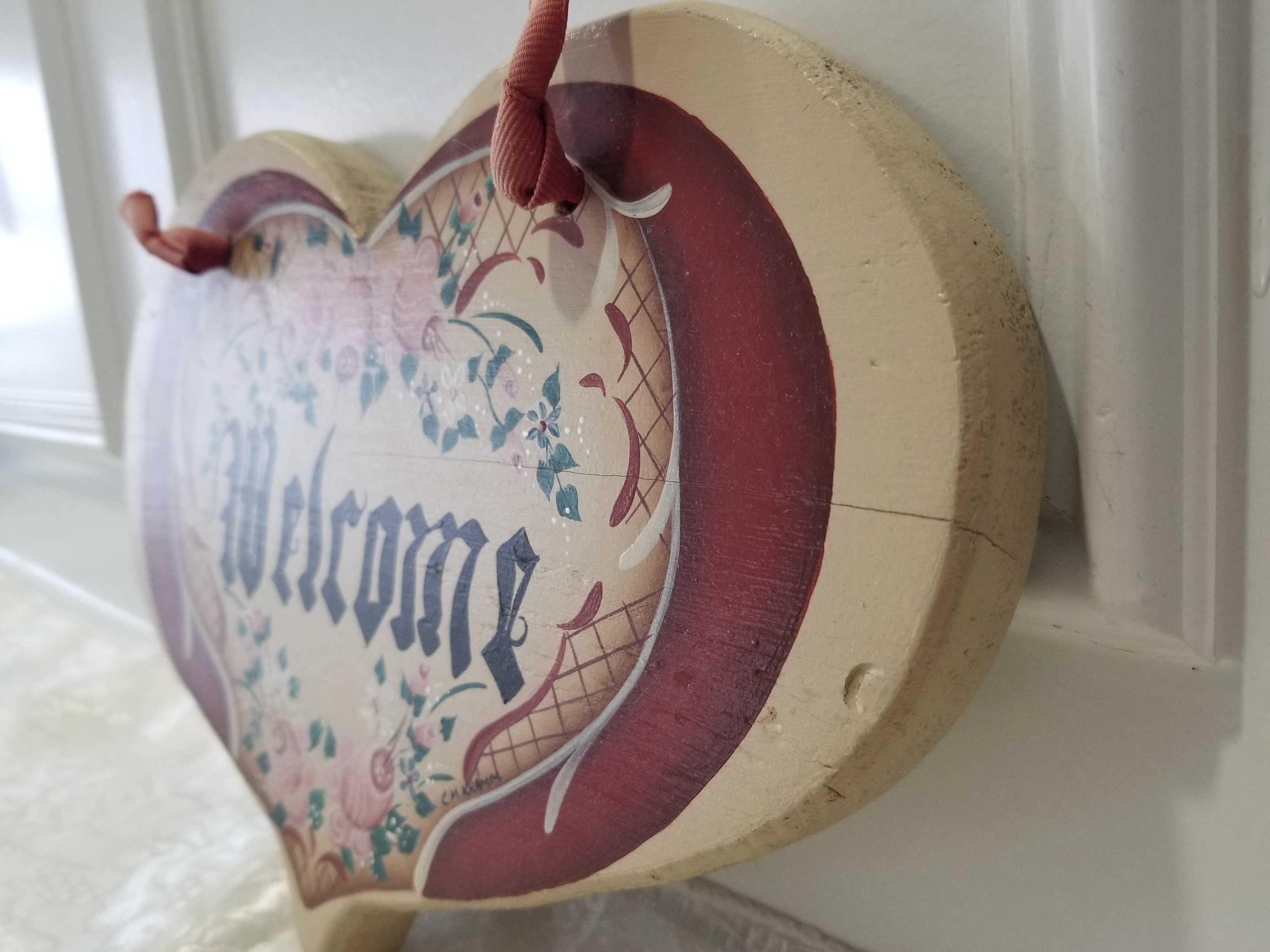 Welcome Wood Sign - Old Original Wood Sign - Hand Painted and Signed by ...