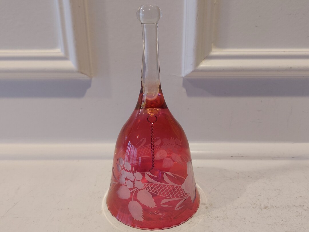 Red Crystal Bell - Genuine Hand Made Crystal Bell - Signed by Artist ...
