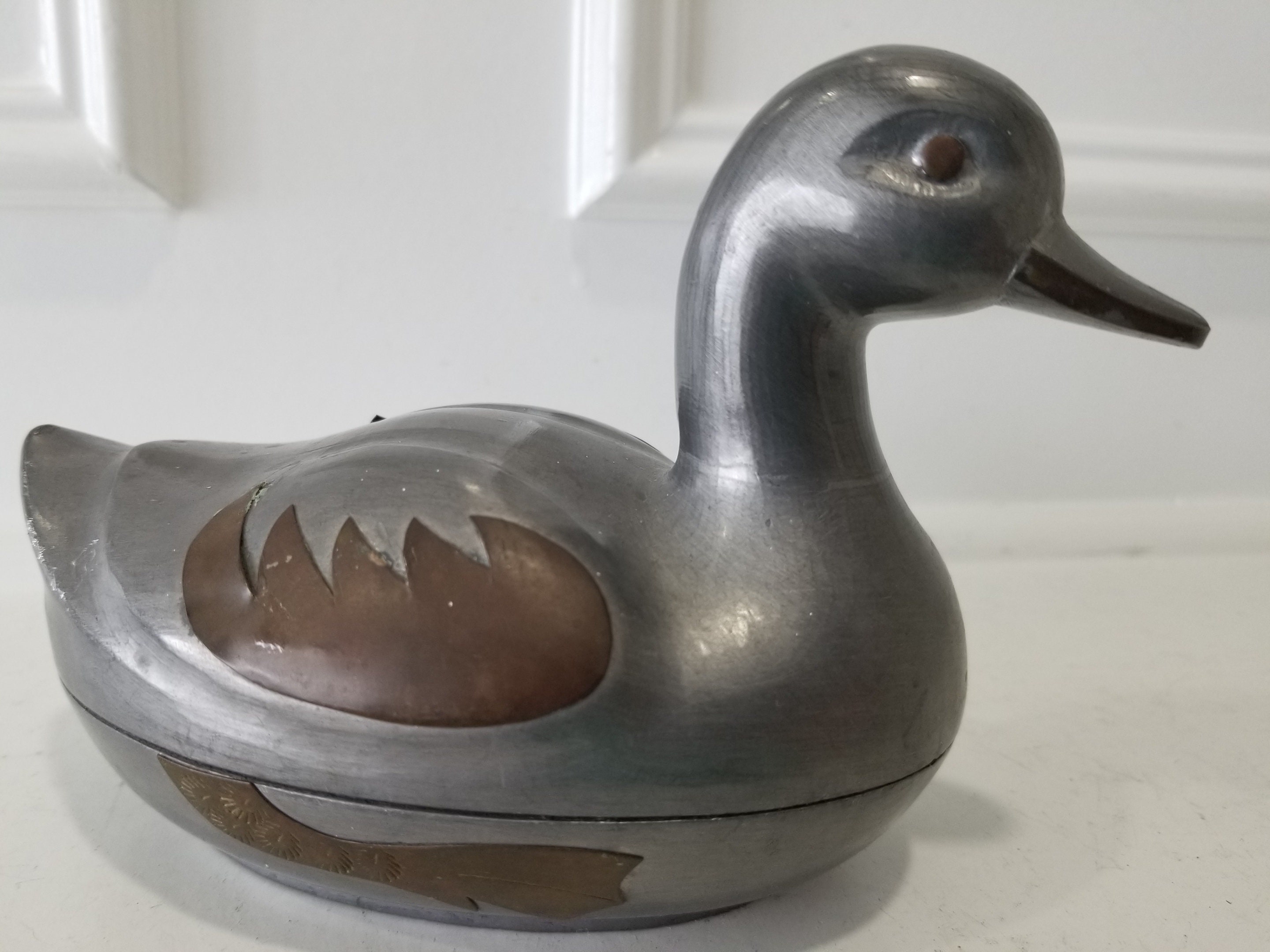 Mid-century Metallic Duck Box Metallic Duck Shape Box With | Etsy
