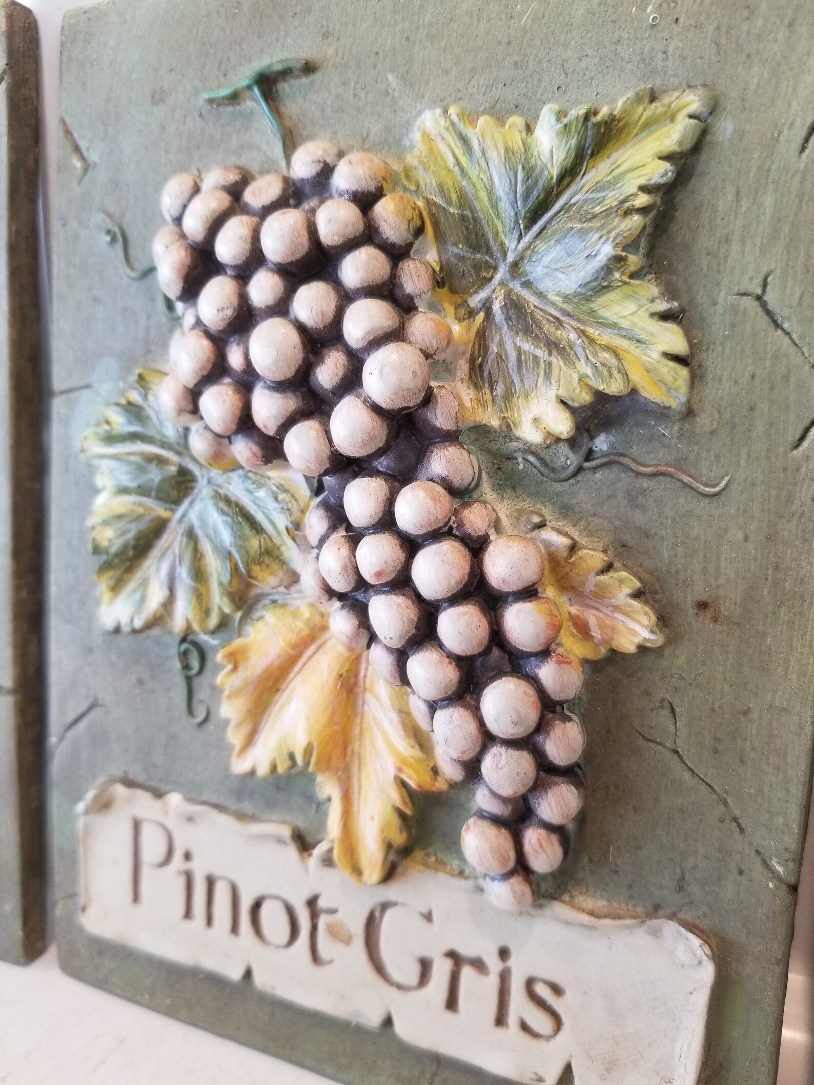 Vintage Vineyard 3D Ceramic Wall Tile - Wall Plaque With Grapes ...