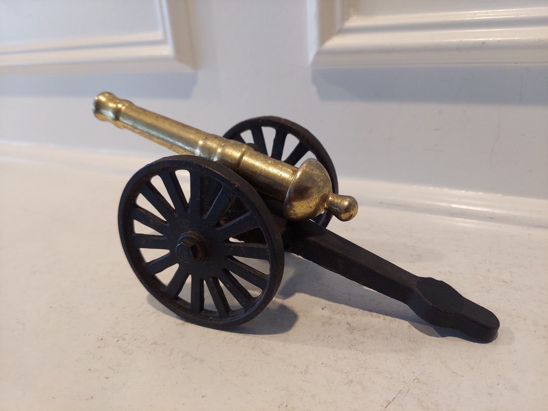 Brass and Cast Iron Cannon - Moving Wheels - Adjustable Mini Cannon ...
