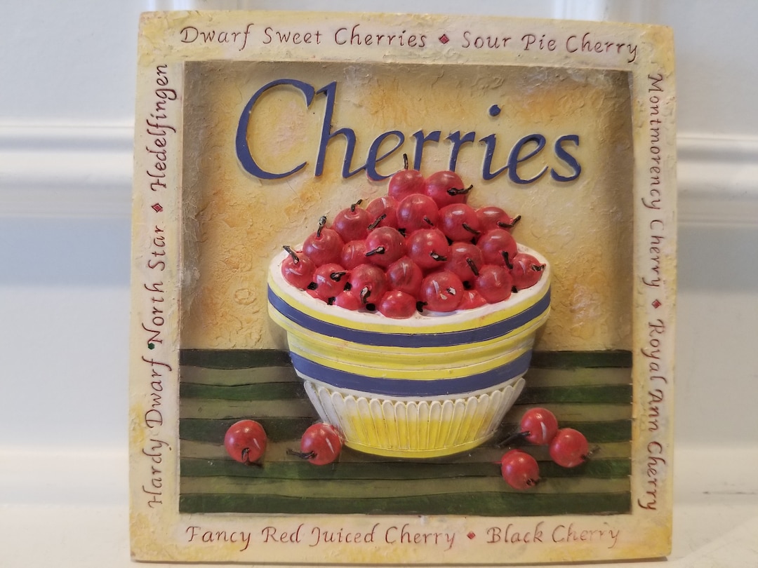 Cherries - Ceramic Tile - High Level of Details - Wall Decor - Etsy