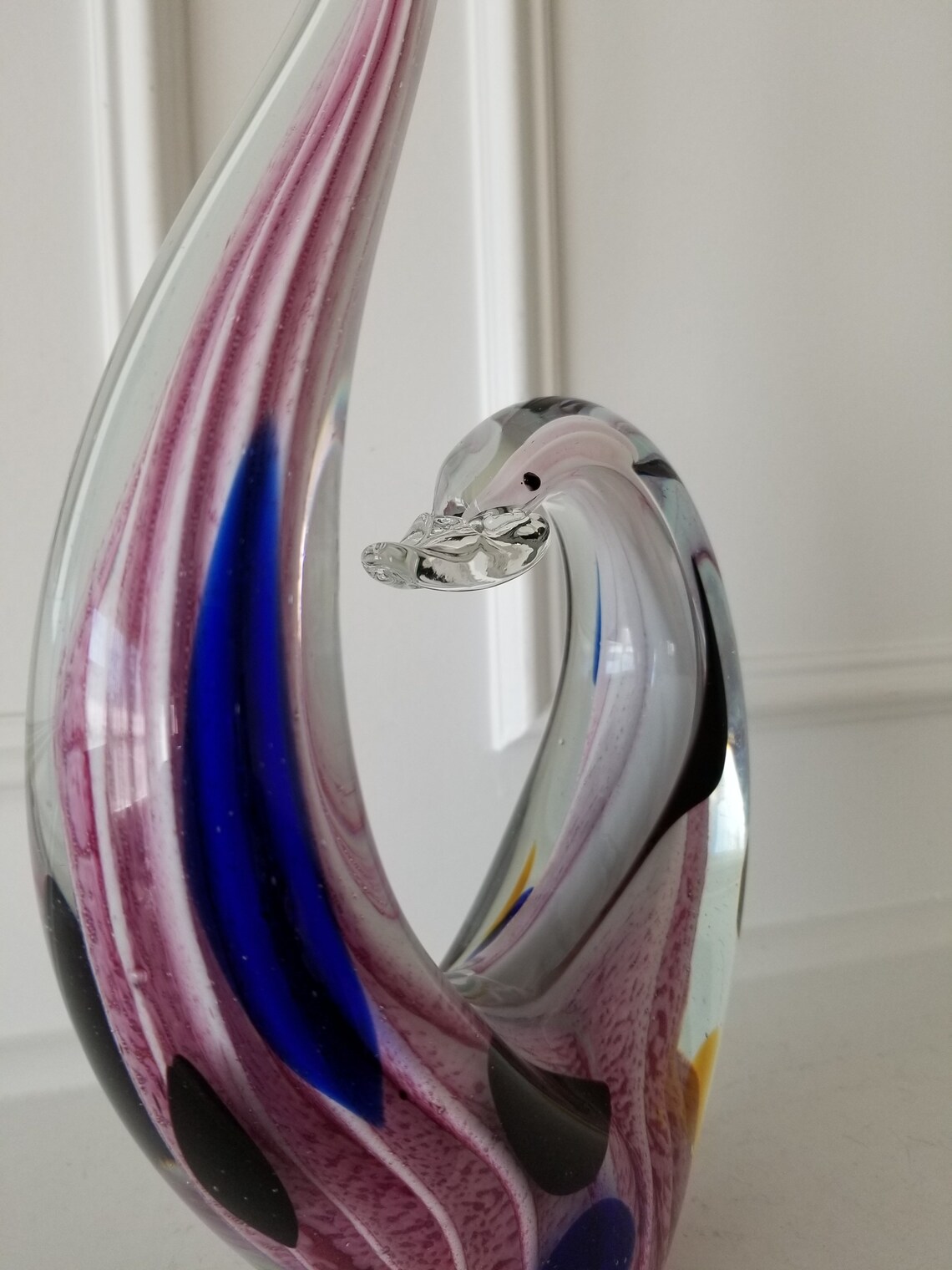 Murano Glass Swan With Colored Glass Inserts Art in Glass - Etsy