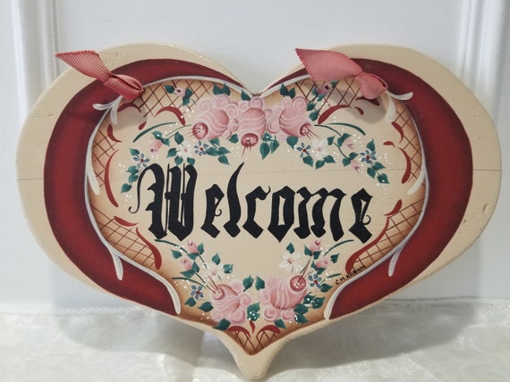 Welcome Wood Sign Old Original Wood Sign Hand Painted and | Etsy