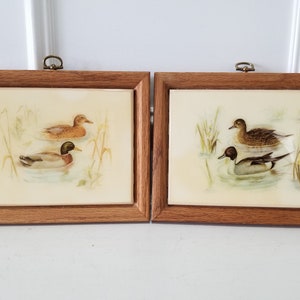 Collectible Tiles With Wood Frame - Duck Design - Set of 2 - Made by ...