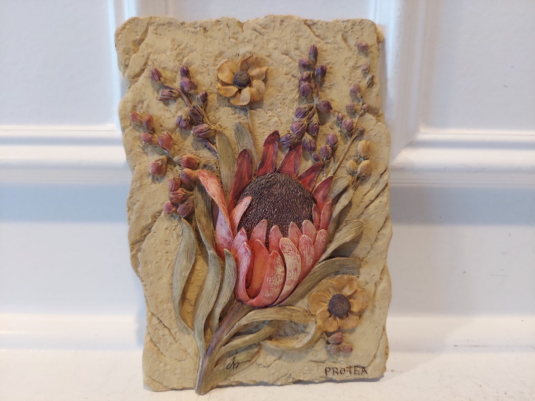 Protea Ceramic Tile - Hand Painted Decorative Tile - Cheri Bloom ...