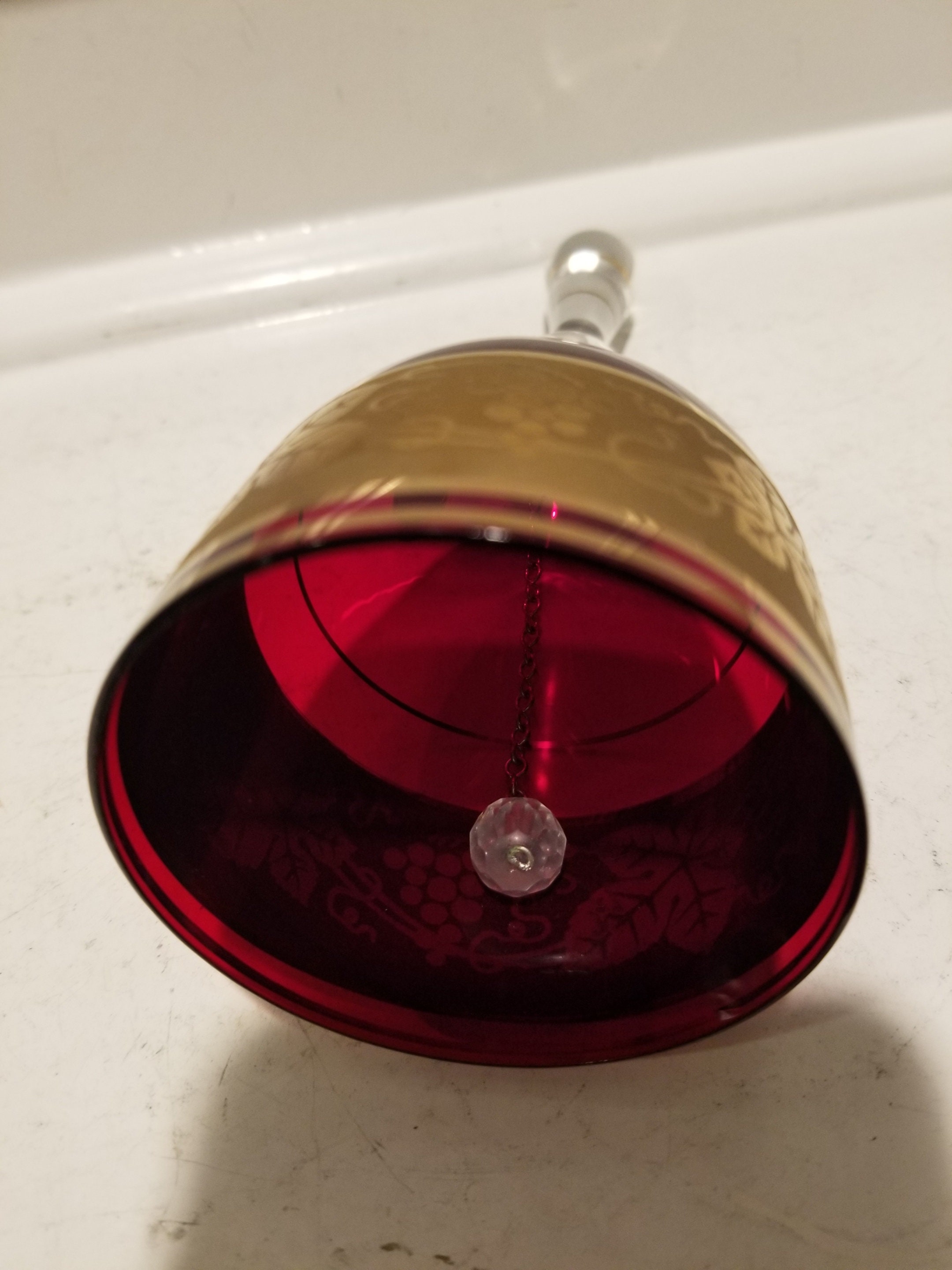 Bohemian Glass Bell - Genuine Hand Decorated - Gold and Enameled Decor ...