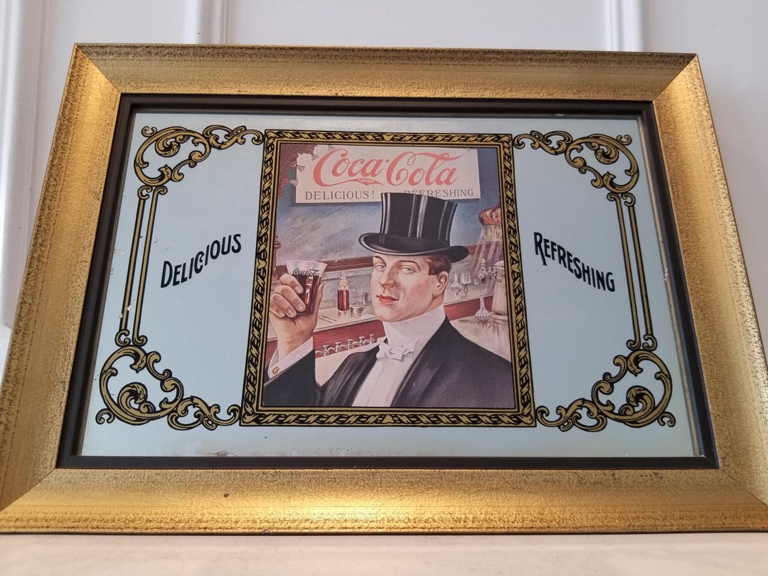 Vintage Coca-cola - Collectible Glass Sign - Wood Frame - Etsy