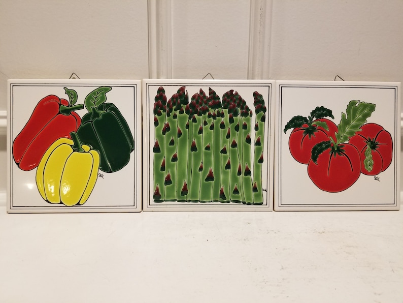 Vegetables Glazed Ceramic Tiles - High Level of Details - Wall Plaque ...