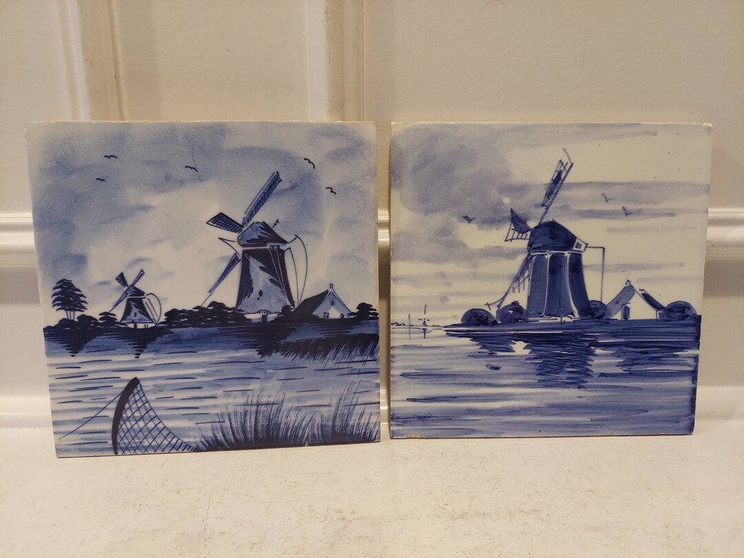 Delft Handpainted Tiles - Vintage Handmade Ceramic Delft Holland Tile ...