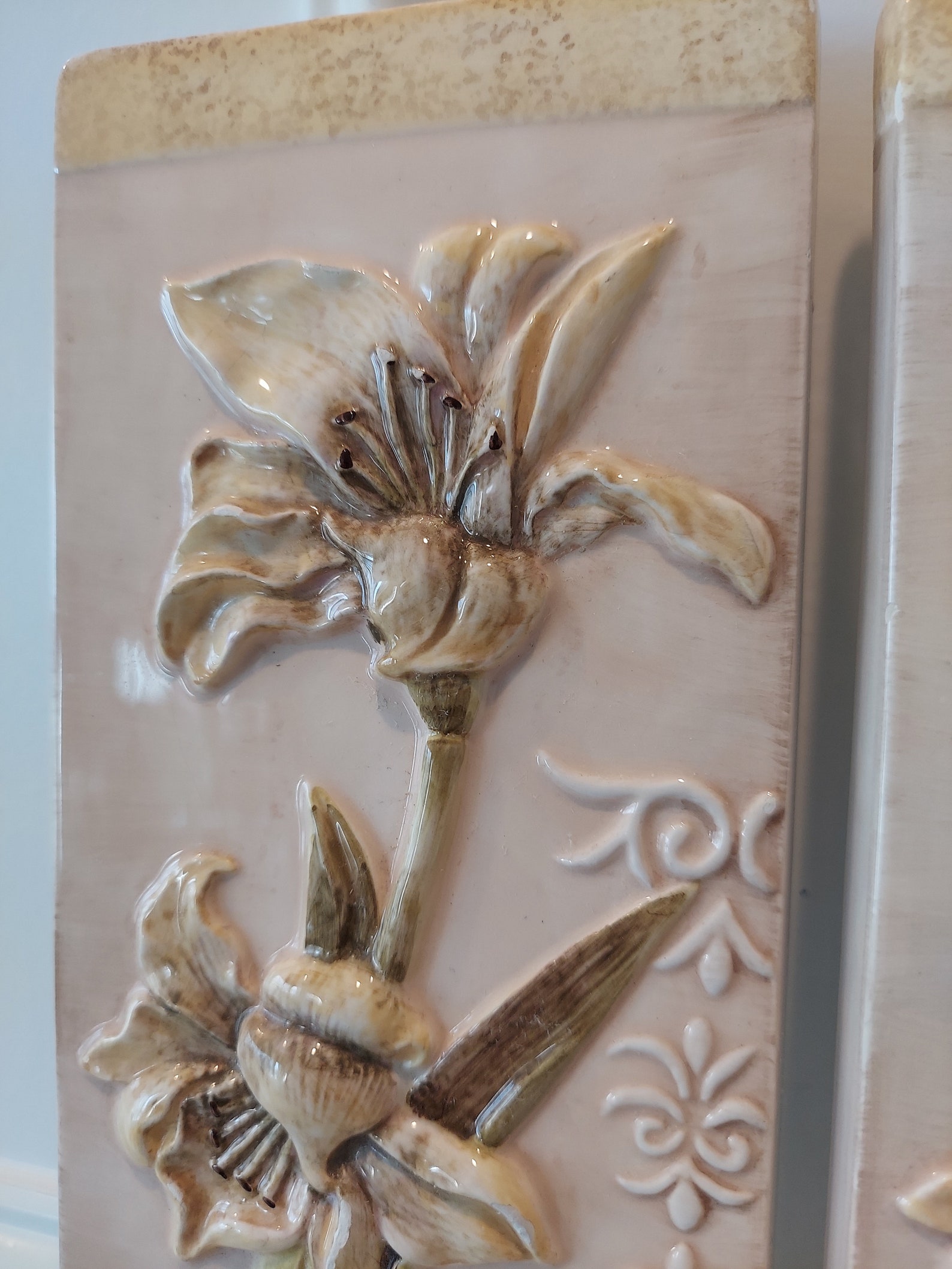 Lily Ceramic Tiles - Lily 3D Wall Decor Plaques - Set of 2 - Etsy