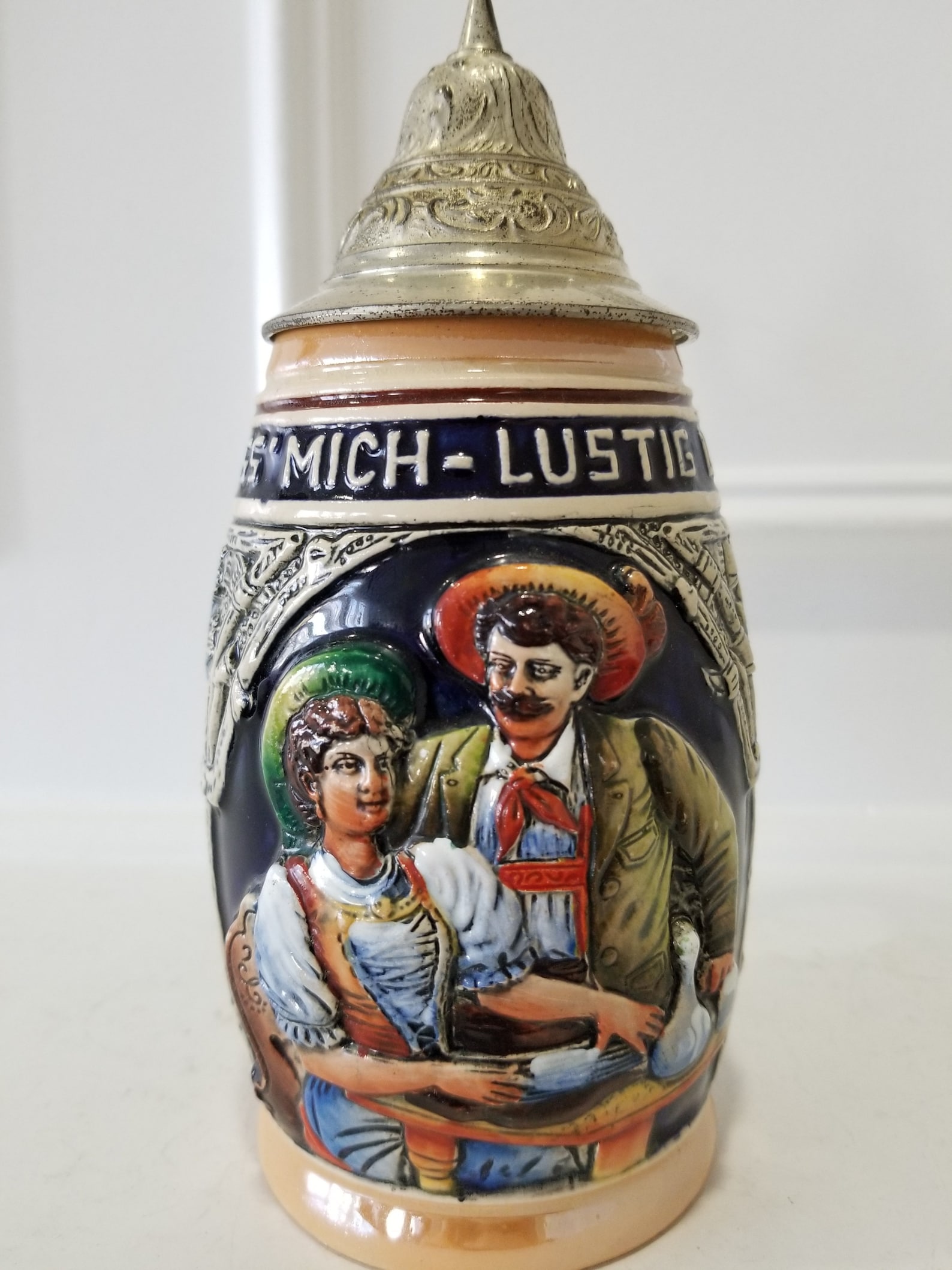 German Hand Painted Ceramic Stein Romantic Scene Stein | Etsy